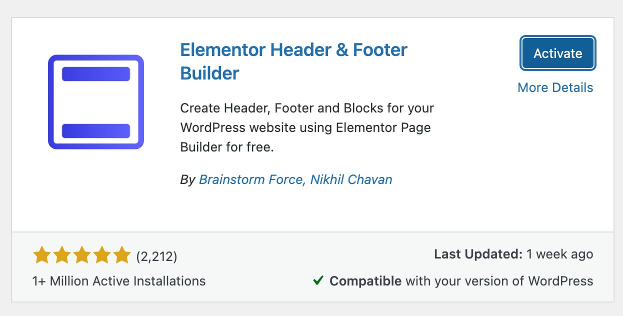 สร้าง Header และ Footer บน Elementor Free ด้วยปลั๊กอิน Elementor Header & Footer Builder ...