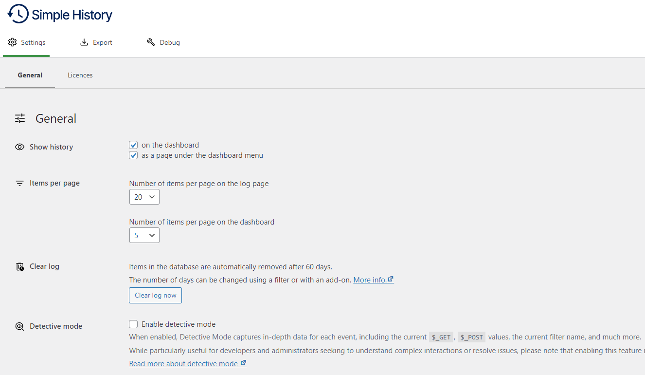 Simple History เก็บบันทึกการใช้งานทุกกิจกรรมไม่ให้พลาด - WPThaiuser by ...